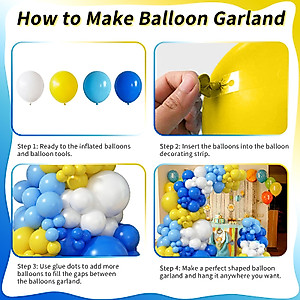 Blue and Yellow Balloon Arch Kit, 105 PCS Royal Blue White Yellow Balloon Garland Kit Yellow Light Blue Latex Party Balloons for Baby Shower Anniversary Birthday Wedding Graduation Party Decorations