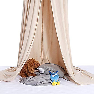 Fdit Hanging Bed Canopy Mos1quito Net Curtain for Baby Kid, Soft Cotton Material (Khaki)