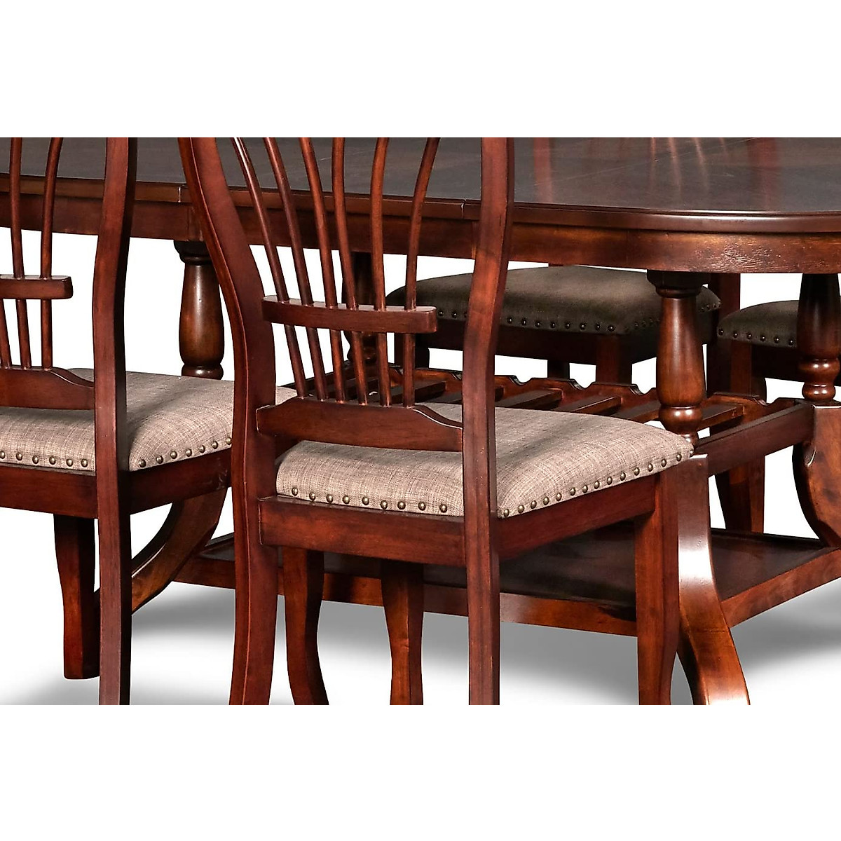 Liveasy Furniture Dining Room Set with Oval Extendable Dining Table and Chairs in Espresso (Dining for 6)