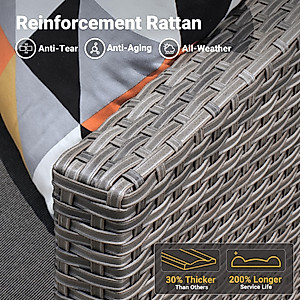 ovios Patio Furniture Set, 5 Pieces Outdoor Wicker Rattan Sofa Couch with Chairs, Ottomans and Comfy Cushions, All Weather High Back Conversation Set Garden Backyard, Black