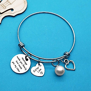 Xiahuyu for Sister in Law Bracelet Sister in Law Gift Marriage Made You Family Love Made You My Sister Bangle Bracelet Christmas Birthday Gifts Wedding Gifts for Sister in Law
