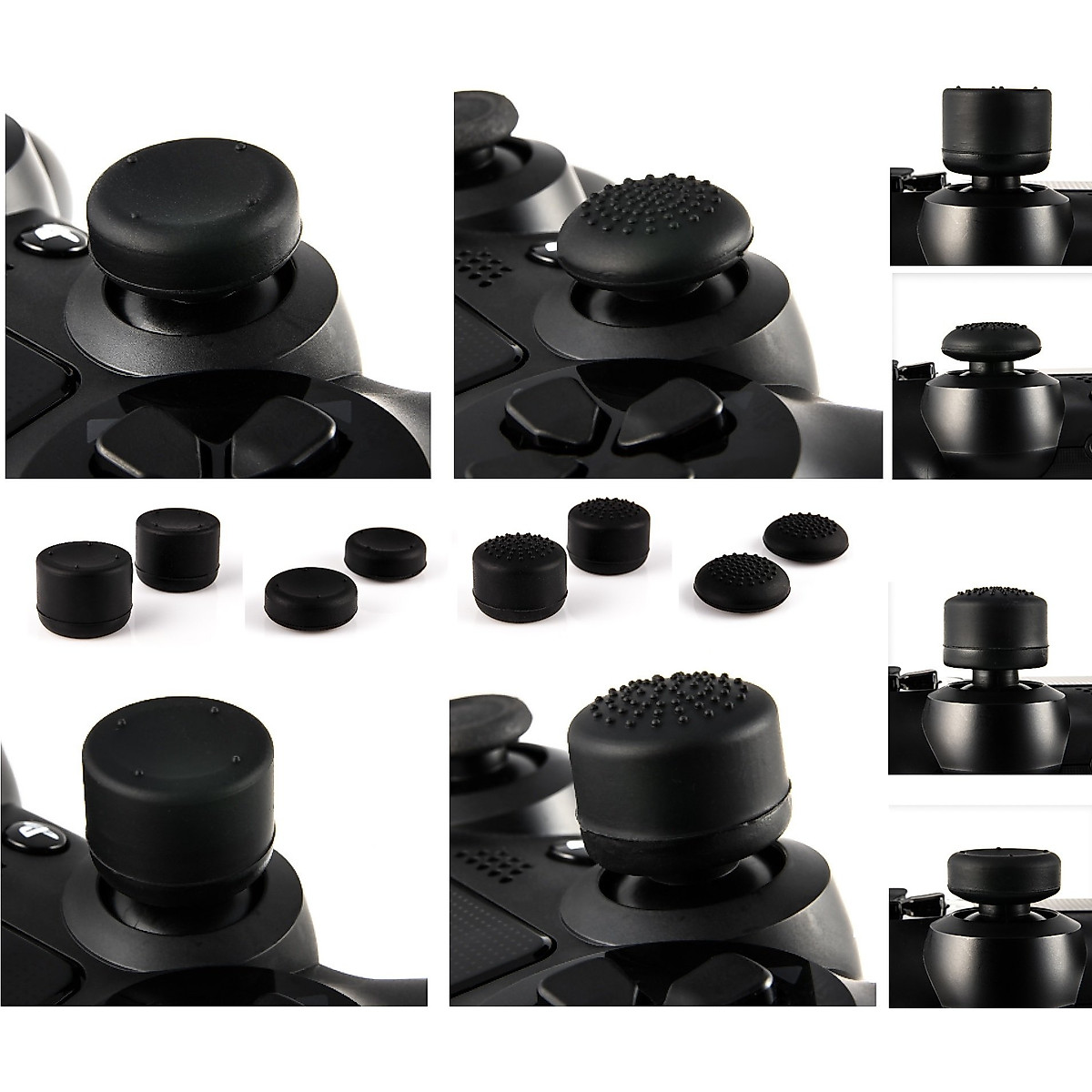 GNG 8 x Soft Rubber Thumb Grips Black Thumbstick Joystick Extra High Enhancements Cover Caps Skin for Sony Play Station 4 PS4 PS3 Xbox 360 Xbox One
