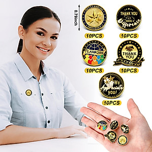 Lyrow 50 Pcs Outstanding Employee of The Month Lapel Pin Excellence Plated Enamel Reward Pin Team Gifts for Employees (Multicolor)