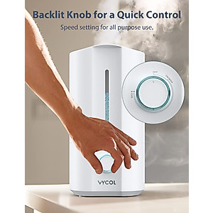 VYCOL Humidifiers for Bedrooms, 4L Ultrasonic Top Fill Cool Mist Humidifier for Large Room, Plants, Super Quiet, Lasts up to 65 Hours, Auto Shut-Off Air Vaporizer for Baby, Kids & Nursery White