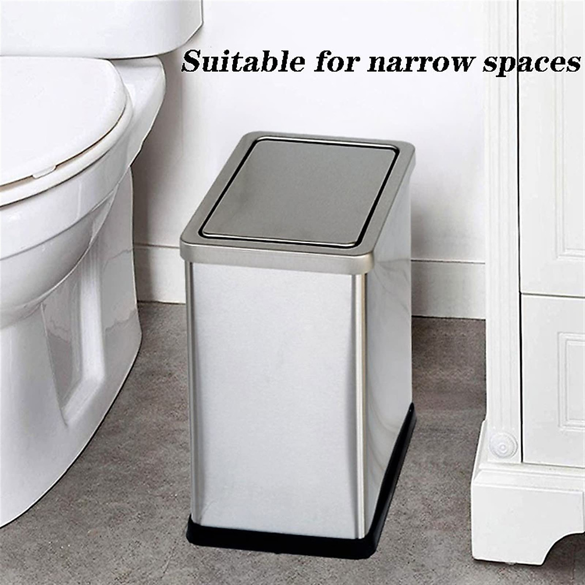 CLoxks Trash Cans 10L / 15L Stainless Steel Kitchen Trash Cans with Lid Large Capacity Living Room Bedroom Swing Cover Trash Cans Office Waste Paper Basket Kitchen Garbage can (Size : 15L)