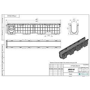Vodaland - 4 inch Trench Drain cast Iron Package Slotted 8" Depth - PC8040