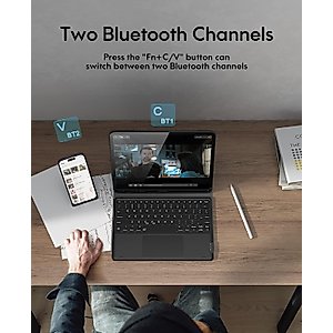 CHESONA Touchpad for iPad Pro 12.9 Case with Keyboard, Keyboard (for 12.9-inch Pro - 6th/5th/4th/3rd Generation), Detachable Bluetooth Keyboard with 7-Color Backlight, 2 Bluetooth Channels (Black)