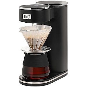TRU Automatic Pour Over Coffee Maker with Digital Controls - Auto Coffee Maker with Plastic Cone Dripper - Coffee Brewer for Household Use