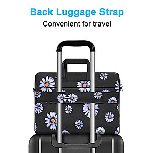 MOSISO Laptop Shoulder Bag Compatible with MacBook Air 15 inch M2 A2941 2023/Pro 16 2023-2019 M2 A2780 M1 A2485 A2141/Pro 15 A1398,15-15.6 inch Notebook, Camomile Briefcase Sleeve with Belt, Black