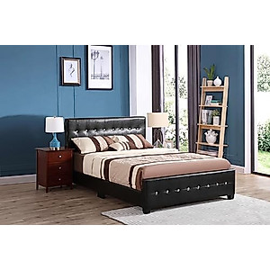 Embrace Luxury with King Bed in Sleek Black - Durable Faux Leather, Hand-Tufted Glam Design, Effortless Assembly, Optimal Mattress Support