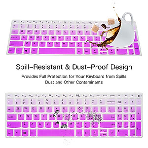 Keyboard Cover for Lenovo Ideapad 3 15 15.6" 17.3"/ Lenovo Yoga C740 C940 15.6/ Lenovo IdeaPad 320 330 330s 340s 520 720s S145 L340 S340 15.6"/IdeaPad 320 330 17.3 Laptop Keyboard Skin, Pinkish Purple
