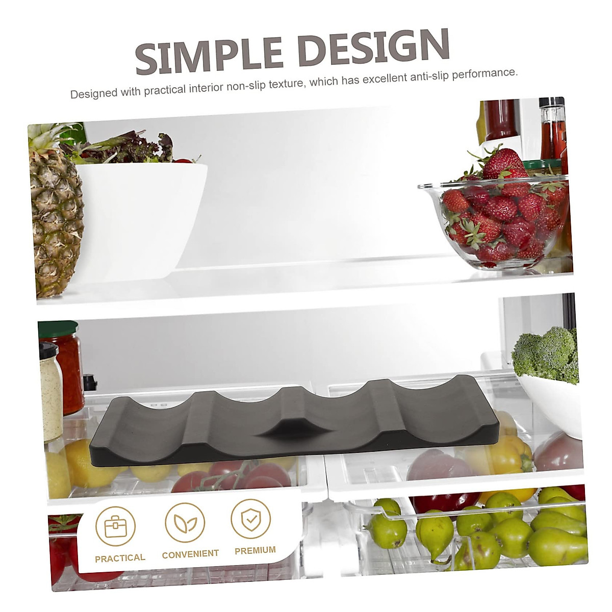 Cabilock Fridge Monkey Mat Refrigerator Organizer Stacks Cans and Bottles for Easy Storage Black