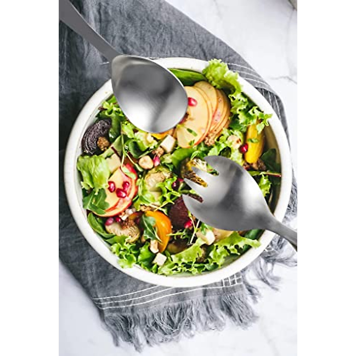 IMEEA Salad Servers Set SUS304 Stainless Steel Salad Fork and Spoon Salad Serving Utensils, 9.45-Inch