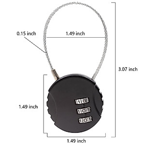 3 PCS 3-Digit Combination Lock Gym Locker Lock Waterproof Outdoor Mini Wire Rope Combination Padlock for Zippers, Backpacks, Trolley Cases, Gym Lockers, Fence