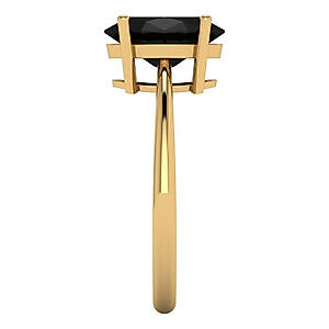 2.6 ct Oval Cut Solitaire Black Onyx Classic Art Deco Bridal Wedding Statement ring Solid 18K Yellow Gold for Women Size 10