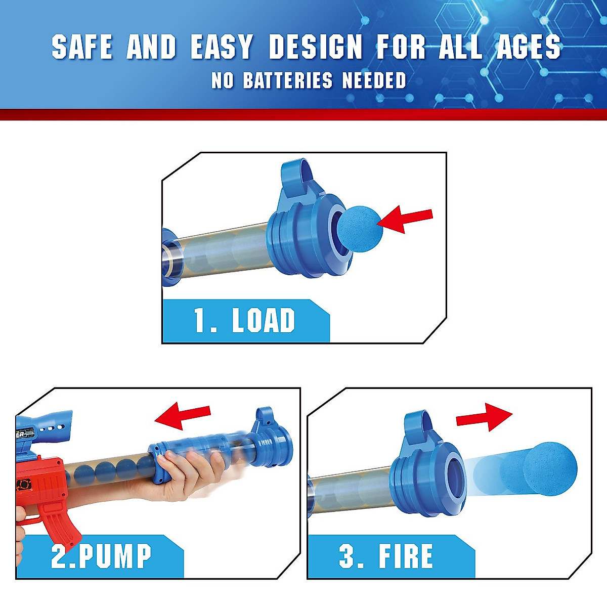 OleFun Shooting Game Toy for Age 6, 7, 8,9,10+ Years Old Kids, Boys - 2 Foam Ball Popper Air Guns & Shooting Target & 24 Foam Balls - Ideal Gift