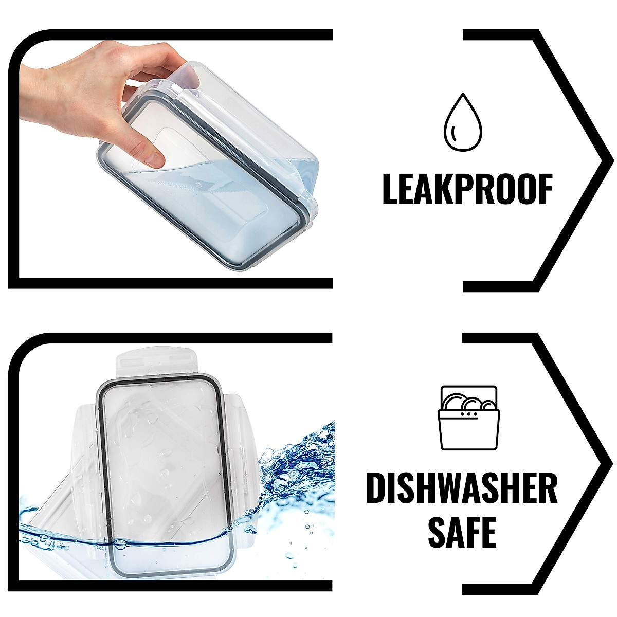 fullstar 20 PCS Plastic Food Storage Containers with Lids (10 Containers & 10 Lids), Leakproof BPA-Free Containers for Kitchen Organization, Meal Prep, Reusable Lunch Container