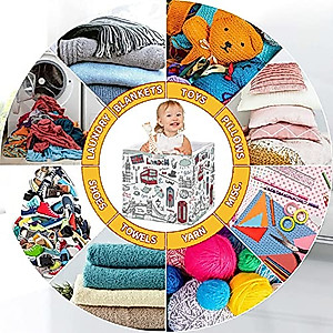 visesunny Rectangular Storage Bins London Landmark Lettering Storage Baskets Canvas Fabric Storage Boxes Foldable Nursery Basket for Clothes,Books,Toys,Shelves,Gifts