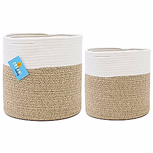 OrganiHaus 2-Pack Woven Plant Basket | Basket for Plants Indoor | Cachepot Rope Plant Baskets | Floor Planter Basket | Indoor Jute Basket for Plant Pots | Boho Plant Pot Covers - Brown (10 & 12 inch)