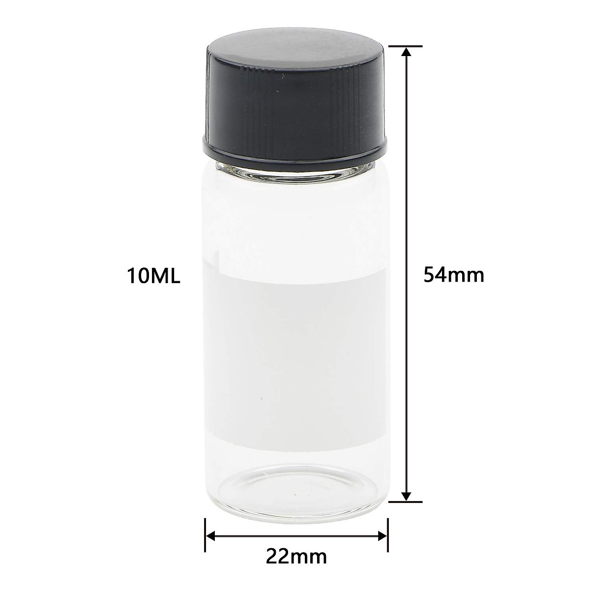Kesell 10-Pack 10ml (0.338oz, 2.7dram) Premium Clear Glass Vials with Lids - Borosilicate Glass, Small Vials for Samples - Glass Jars with Labels
