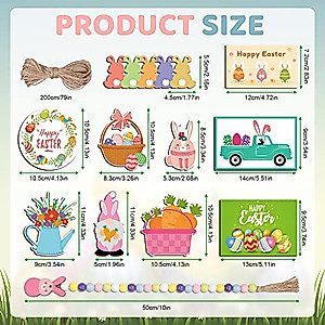 15Pcs Easter Tiered Tray Decor, Lucomb Easter Decorations Happy Easter Wood Signs Truck Full of Eggs, Farmhouse Signs Carrot Egg Bunny Decor for Easter Day Home Farmhouse Rustic Spring Decorations