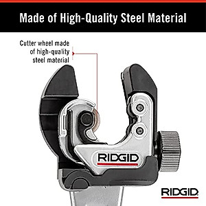 RIDGID 32573 Model 118 2-in-1 Close Quarters AUTOFEED 1/4" to 1-1/8" Metal Tubing Compact Cutter, Silver/Black