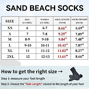 XUKER Sand Proof Beach Volleyball Socks Anti Slip Quick Dry Water Socks Swim Dive Socks for Sand Beach Soccer Tennis, Black S