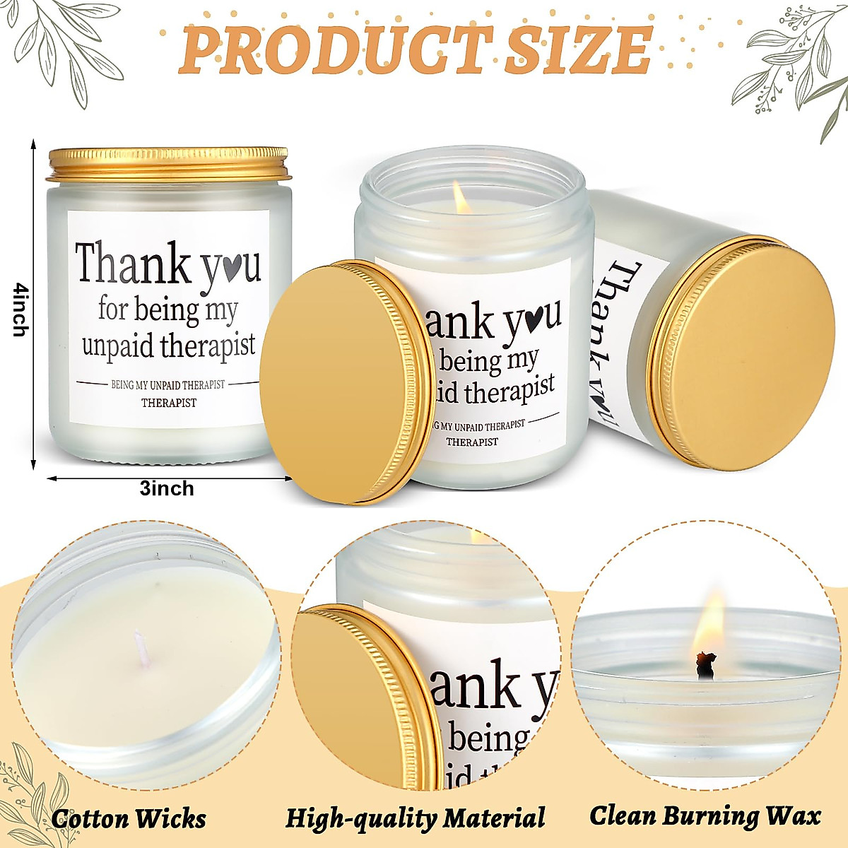 MTLEE 6 Pcs Scented Candles Gifts 8.5 oz Thank You Candle Gifts Bridal Baby Shower Hostess Gifts Inspirational Employee Appreciation Gifts Soy Wax Scented Glass Jar Candles for Women Teacher Coworker