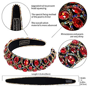 QIANXUAN Crystal Rhinestone Headbands For Women White Pearl Headbands For Girls Padded Headband Black Velvet Jewelry Chain Hairband Handmade Pearly Flower Retro Filling Diamond