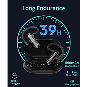 Jassco Bluetooth Earphones, Wireless Open Ear Headphones with Earhooks, 40H Playtime Hands-Free Earbuds with LED Display, Wireless Earphones Earpieces with Mic for Business, Travel, Driving, Workout