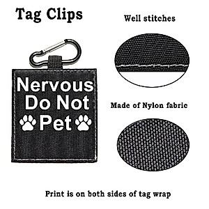 Funny Dog Leash Sleeve Nervous Do Not Pet Dog Leash Wrap Wrap Alert Hanging ID Patch Tag Pet Birthday Gift(Do Not Pet-Tag)