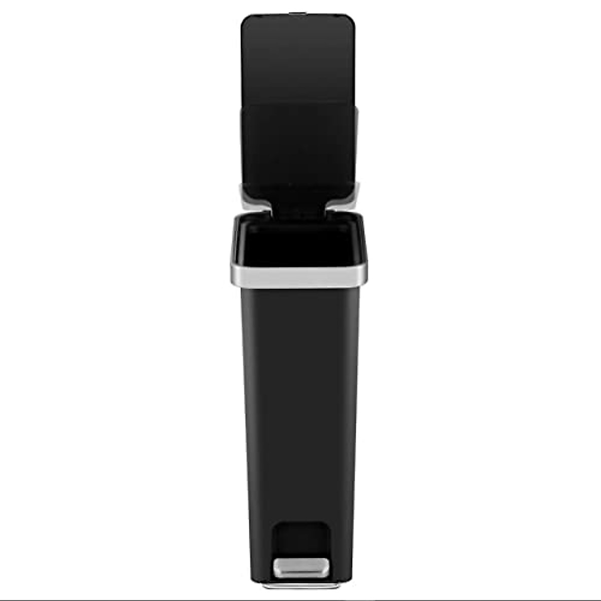 10.5 gal Plastic Slim Kitchen Step Trash Can, Black, 17.30" L x 9.80" W x 24.60" H