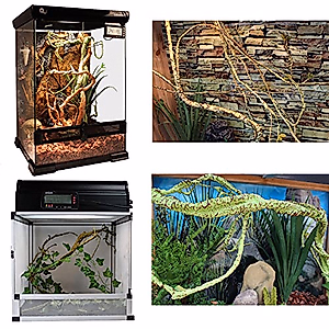 kathson 4 PCS Reptile Vines Plants Flexible Bendable Jungle Climbing Fake Vine Terrarium Plastic Plant Leaves Pet Tank Habitat Decor for Bearded Dragons Lizards Geckos Snakes Frogs