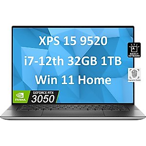 Dell XPS 15 9520 Business Laptop (15.6" FHD+ Anti-Glare, Intel 12th Gen 14-Core i7-12700H (Beat i9-11980HK), 32GB DDR5 RAM, 1TB SSD, RTX 3050), Backlit, Fingerprint, Thunderbolt 4, Webcam, Win 11 Home
