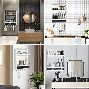 2-Tier Bathroom Space Saver,Over The Toilet Storage for Bath Essentials, Restroom Organization and Storage Shelf Over Washer and Dryer,No Drill,White