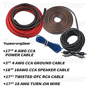 TOPSTRONGGEAR 4 Gauge Amp Kit True 4 AWG Amplifier Installation Wiring Amp Kit Install Cables