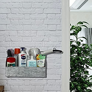 KOTINARA Farmhouse Bathroom Caddy Organizer - White Galvanized Shower Caddy with 6 Compartments - Wall Mount/Countertop Rustic Organizer for Farmhouse Bathroom and Kitchen