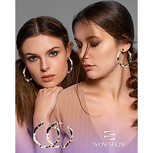 wowshow Acrylic Resin Hoop Earrings for Women Statement Fashion Geometric Octagon Earrings
