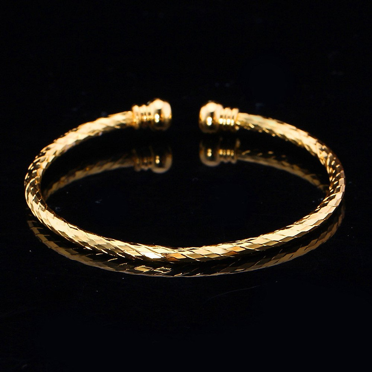 U7 Simple Cuff Bracelet 18K Gold Platinum Plated Fine Bangle Bracelet Fashion Jewelry for Women