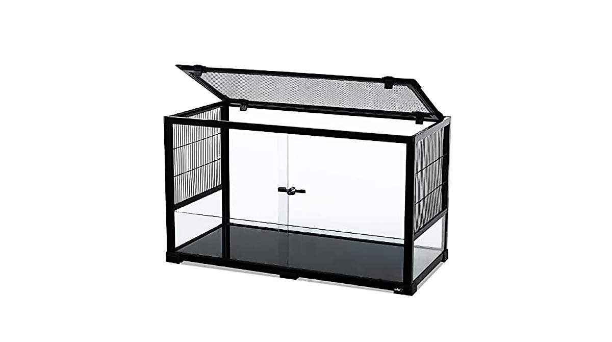 Large Glass Hamster Cage with Sliding Door & Ventilation