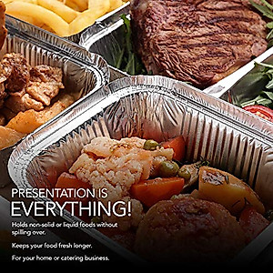 Stock Your Home 1 Lb Small Aluminum Pans with Lids (50 Pack) Foil Pans + Clear Plastic Lids, Disposable Cookware, Takeout Trays with Lids - To Go Disposable Food Containers for Restaurants & Catering