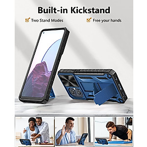 WTYOO Case for OnePlus Nord N20 5G: Military Grade Drop Proof Phone Protective Cover with Kickstand and Slide Cover Protection - Shockproof TPU Matte Textured