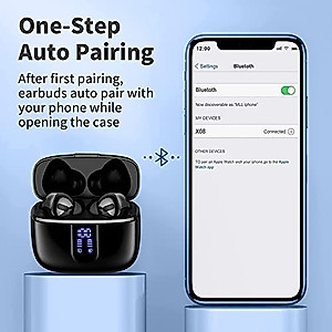 TAGRY Bluetooth Headphones True Wireless Earbuds 60H Playback LED Power Display Earphones with Wireless Charging Case IPX5 Waterproof in-Ear Earbuds with Mic for TV Smart Phone Computer Laptop Sports