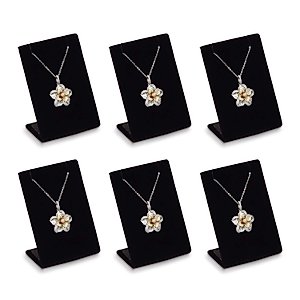 MOOCA 6 Pcs Set Black Velvet Covered Earring Display Stand Pendant Jewelry Organizer Display Holder for Earring, Pendant Accessory Rack for Showcase, 2 1/4 W x 1 1/2 D x 3 1/4 H in, Black Velvet