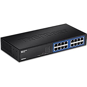 TRENDnet 16-Port Unmanaged Gigabit GREENnet Desktop Metal Switch, Ethernet Splitter, Fanless,16 x RJ-45 Ports, 32 Gbps Forwarding Capacity, TEG-S16DG