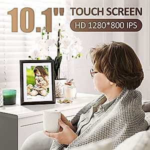 Digital Picture Frame - 10.1 Inch WiFi Digital Photo Frame IPS Touch Screen HD Display, Smart Cloud Photo Frame Share Videos and Photos Instantly by Email or App, 16GB Storage