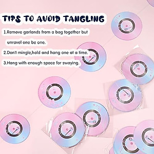 Cindeer 8 Pcs Rock and Roll Garlands Music Party Hanging Banner Vinyl Record Paper Cutouts Music Party Pink Decorations for Era Music Singer Party Fan Meetups Birthday Wedding Bachelor Bar Decorations