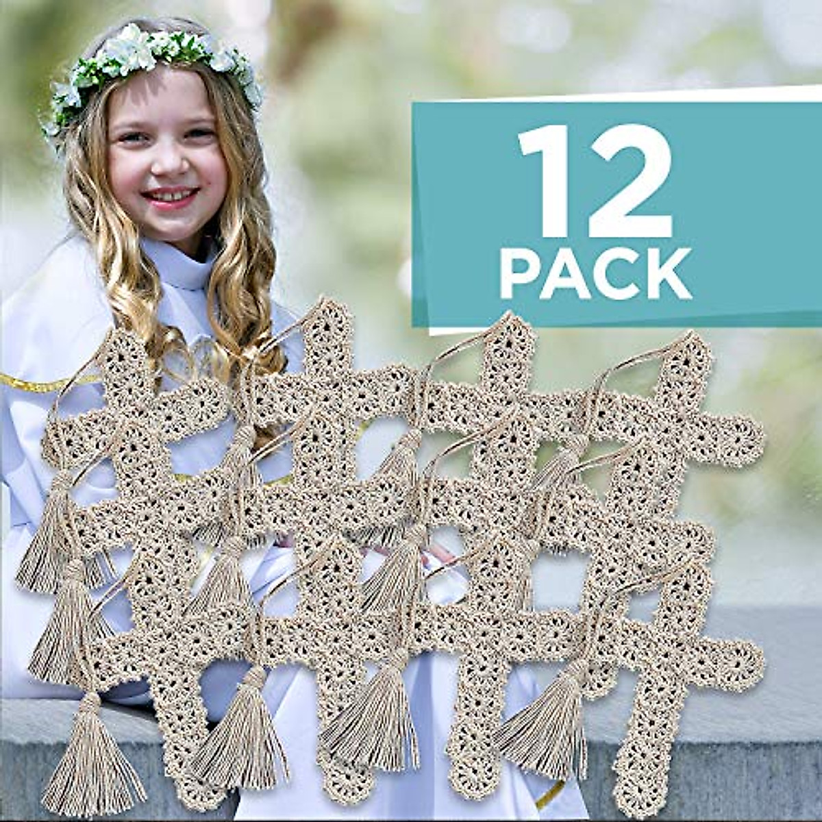 Crocheted Cross Bookmarks (Set of 12) Religious Church Gifts and Bible Study Supplies