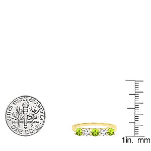 Dazzlingrock Collection Round Peridot & White Diamond Ladies 5 Stone Wedding Band Ring in 14K Yellow Gold, Size 10