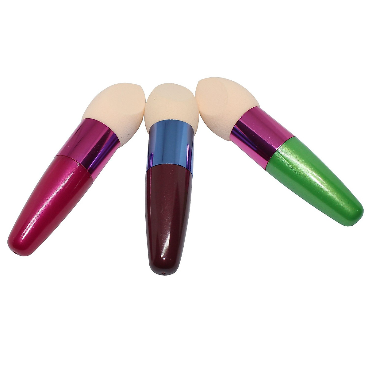 Scala Foundation Makeup Sponge Eco Blender Beauty Cosmetics Egg Puff Make Up Sponge Brush (3pcs Green+Rose+Brown)